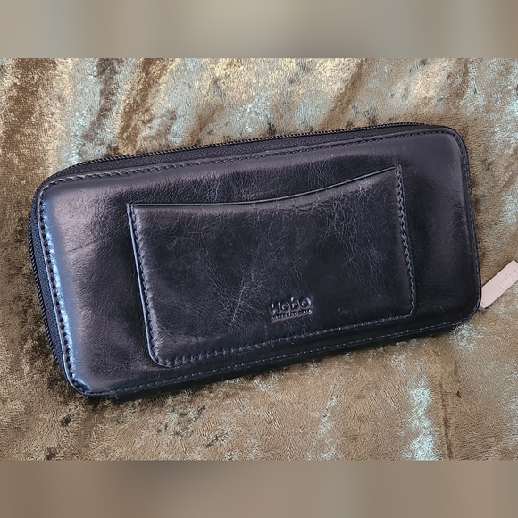 HOBO | Bags | Hobo International Vintage Black Leather Zip Wallet ...